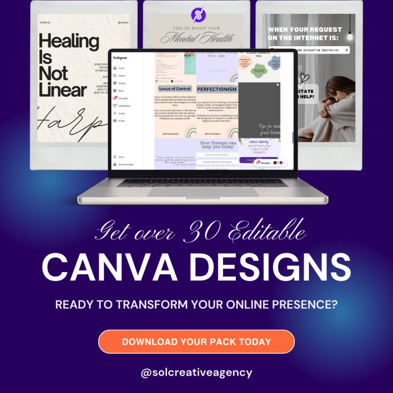 Buy Over 30 Therapists Editable Canva Template Designs by Solcreative ...