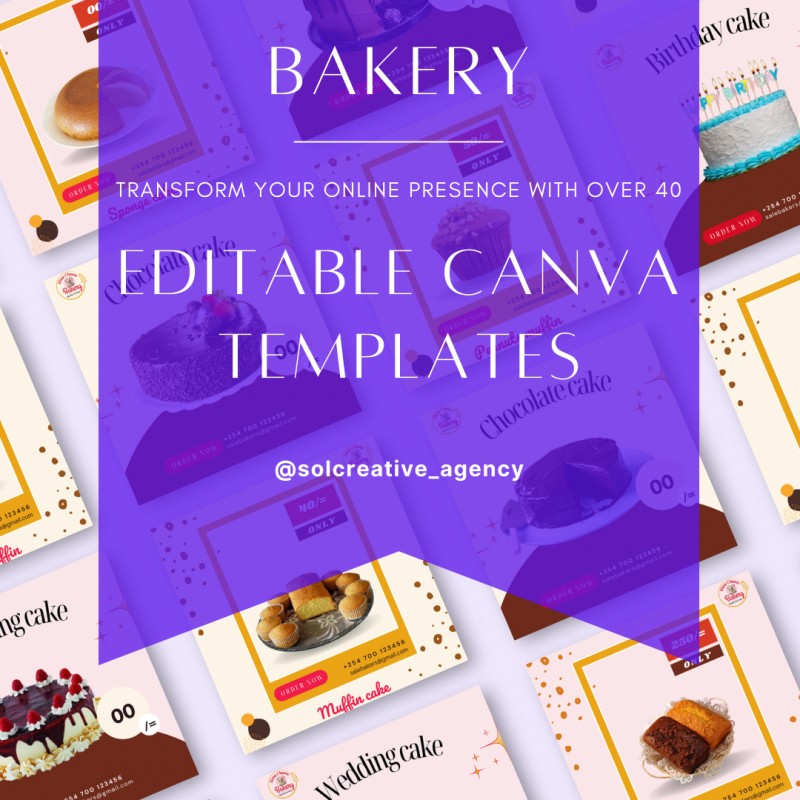 Buy Over 40 Bakery Editable Canva Template Designs by Solcreative ...