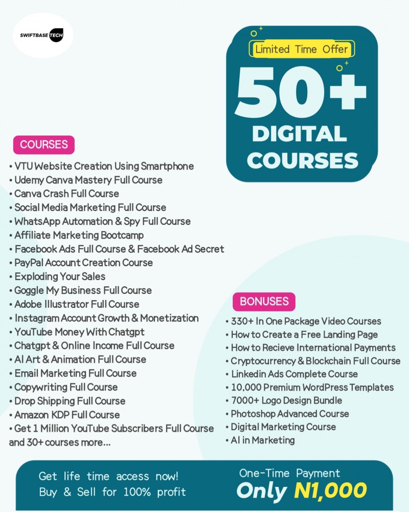 Buy 50+ Digital Courses by SwiftBase Tech on Selar