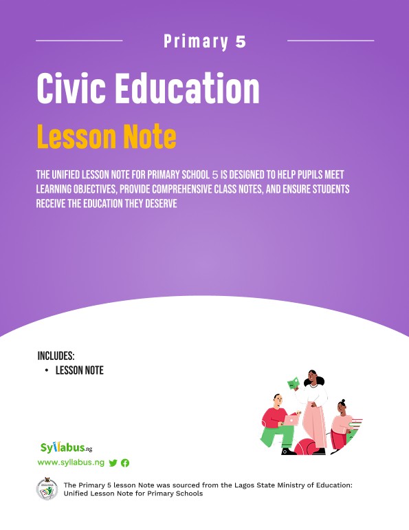 Buy PRIMARY 5 CIVIC LESSON NOTES by Syllabus NG on Selar