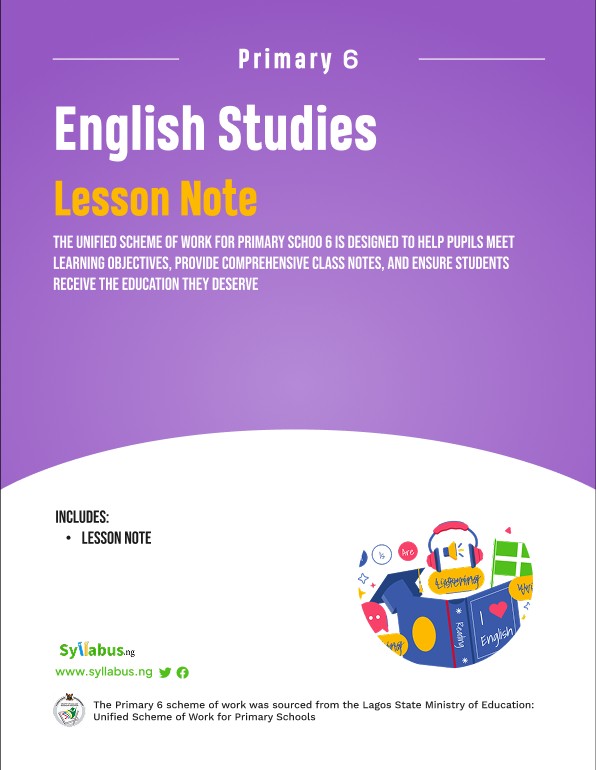 Buy PRIMARY-6-ENGLISH-STUDIES-LESSON-NOTE by Syllabus NG on Selar