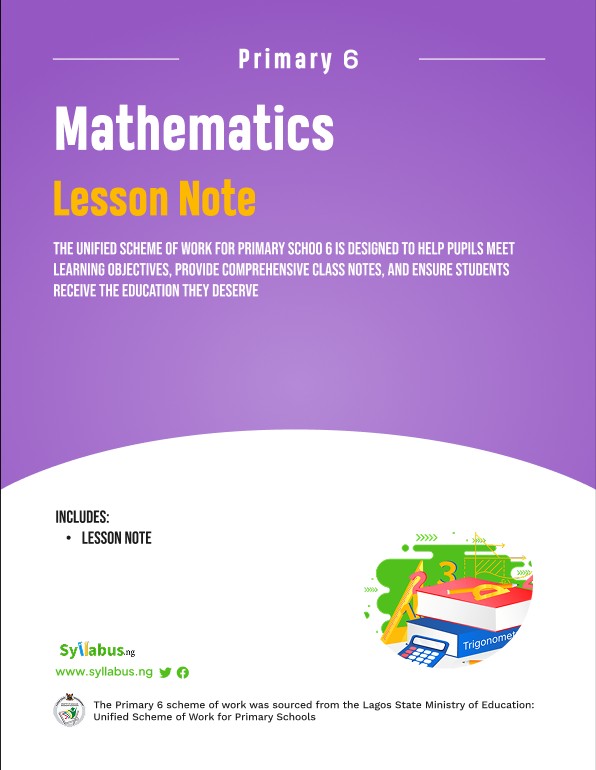 Buy PRIMARY-6-MATHEMATICS-LESSON-NOTES by Syllabus NG on Selar