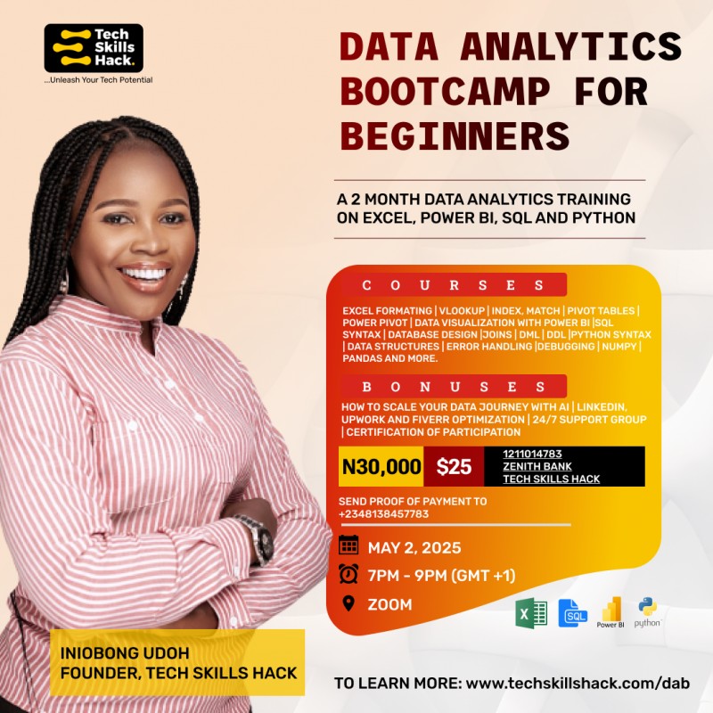 Buy DATA ENTRY/DATA ANALYTICS BOOTCAMP FOR BEGINNERS by TECH SKILLS HACK on Selar