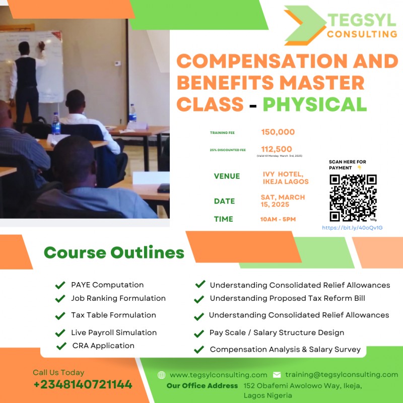 Buy COMPENSATION AND BENEFITS MASTER CLASS (PHYSICAL) by TEGSYL Consulting on Selar
