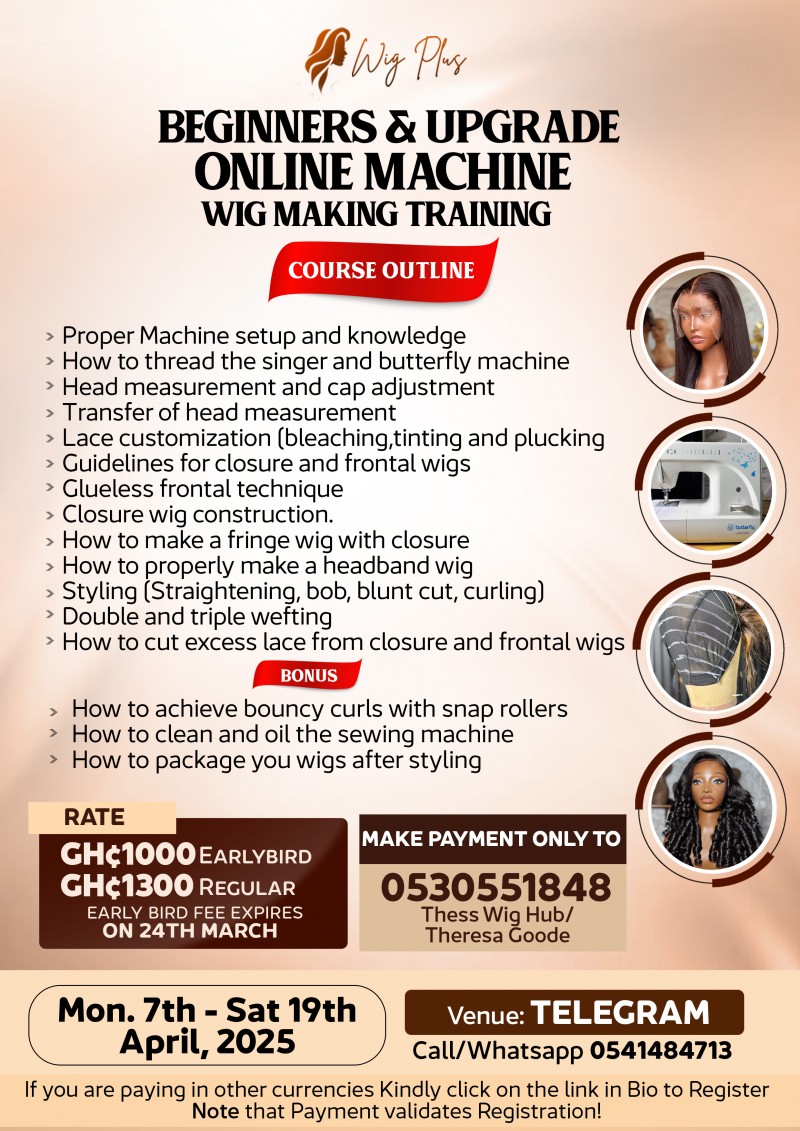 Buy BEGINNERS & UPGRADE ONLINE MACHINE WIG MAKING TRAINING by Theresa ...