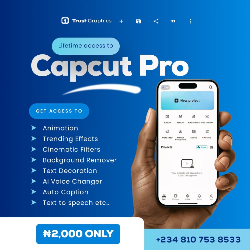 Buy CAPCUT PRO (LIFETIME ACCESS) by Trust Chibuisi on Selar