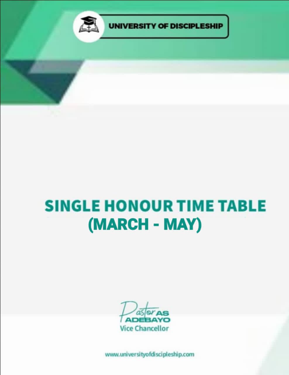 Get MARCH - MAY SH TIMETABLE 2025 by UDOFFICIAL LIBRARY 2 on Selar