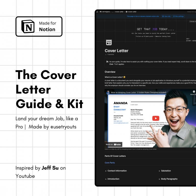Get Cover Letter Guide by Usetryouts on Selar