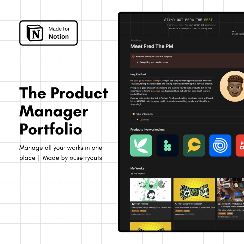 Buy The Product Manager Portfolio by Usetryouts on Selar