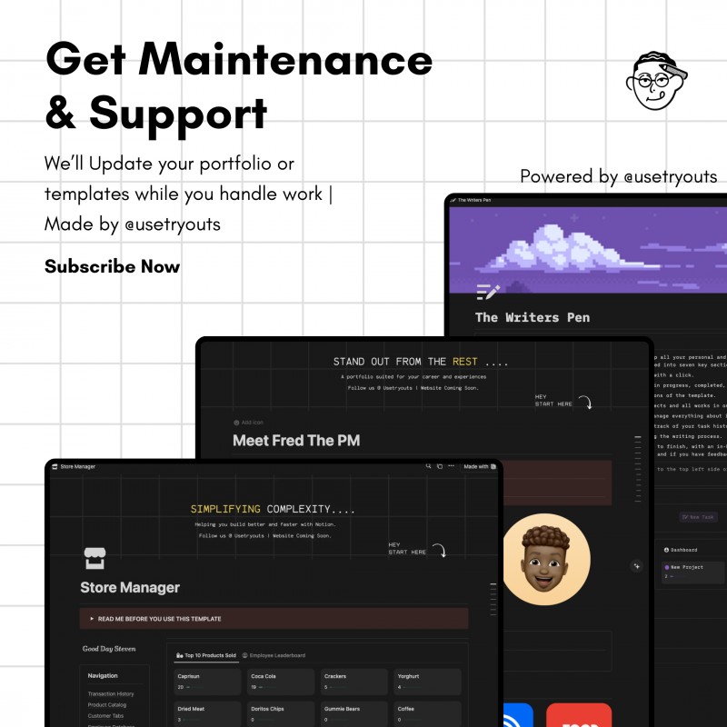 Subscribe Portfolio Maintenance & Support by Usetryouts on Selar