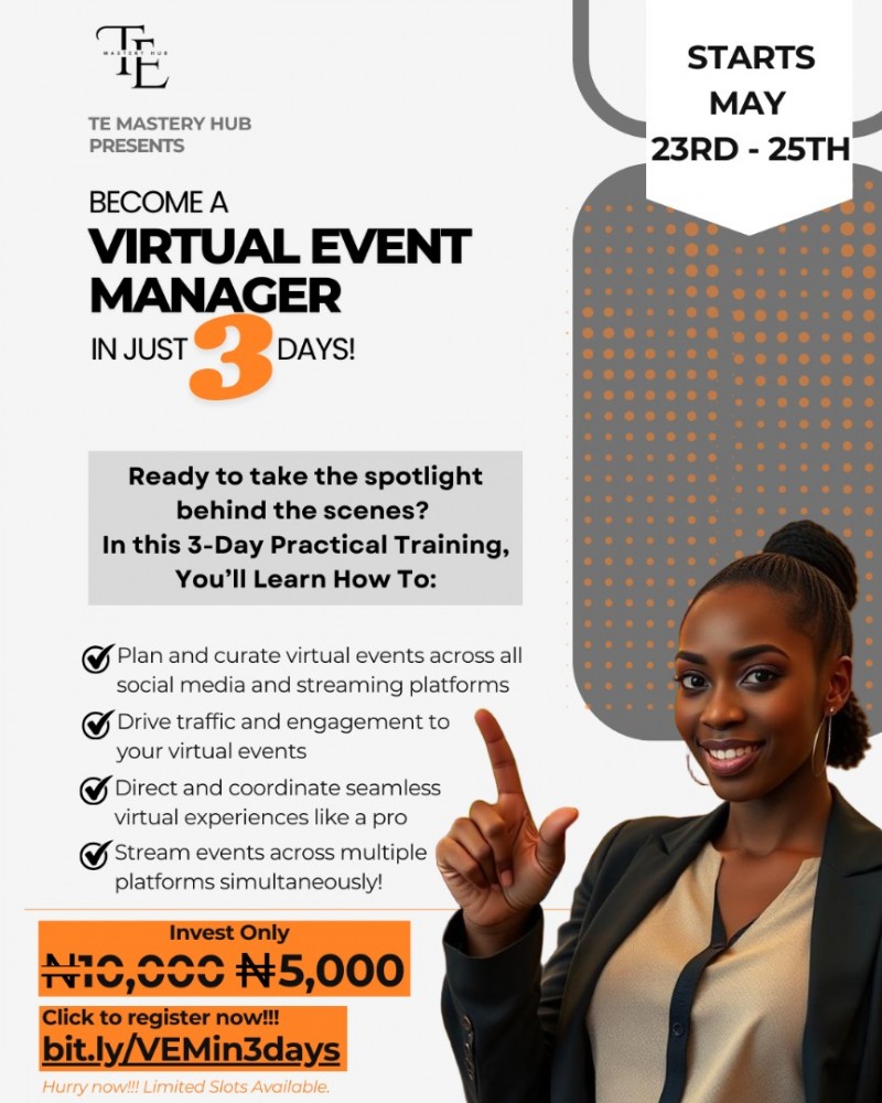 Buy Become a Virtual Event Manager in Just 3 Days! by TE MASTERY HUB on Selar