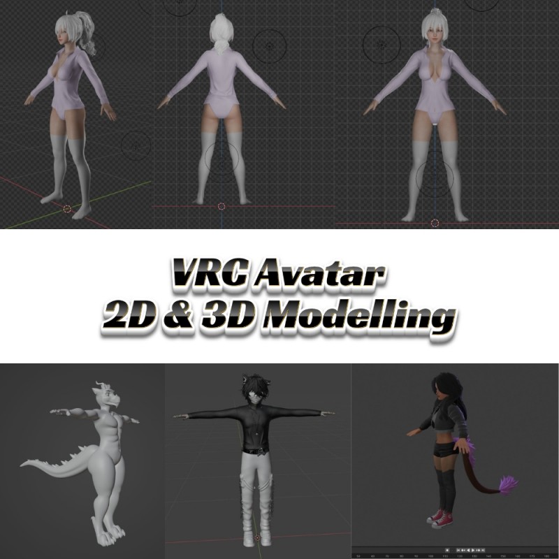Buy I will create any type of vrchat avatar 2D and 3D model vrc ...