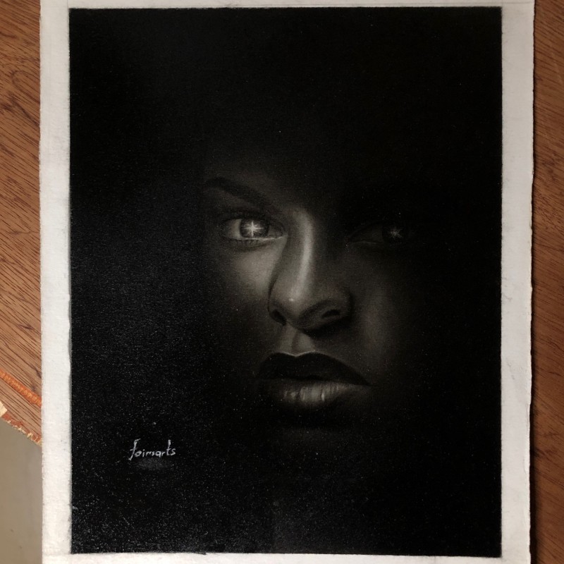 Buy Glimpses (A 8" x 10" charcoal drawing) by Faim Arts on Selar