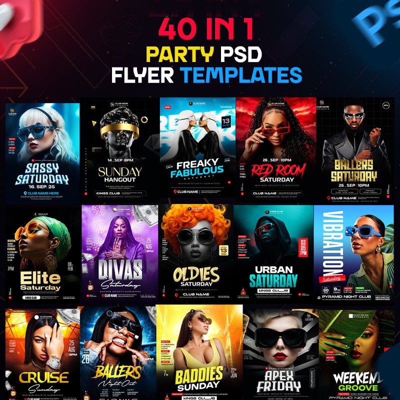 Buy 40-IN1 Editable Trending Party Social Media Flyer Bundle for ...