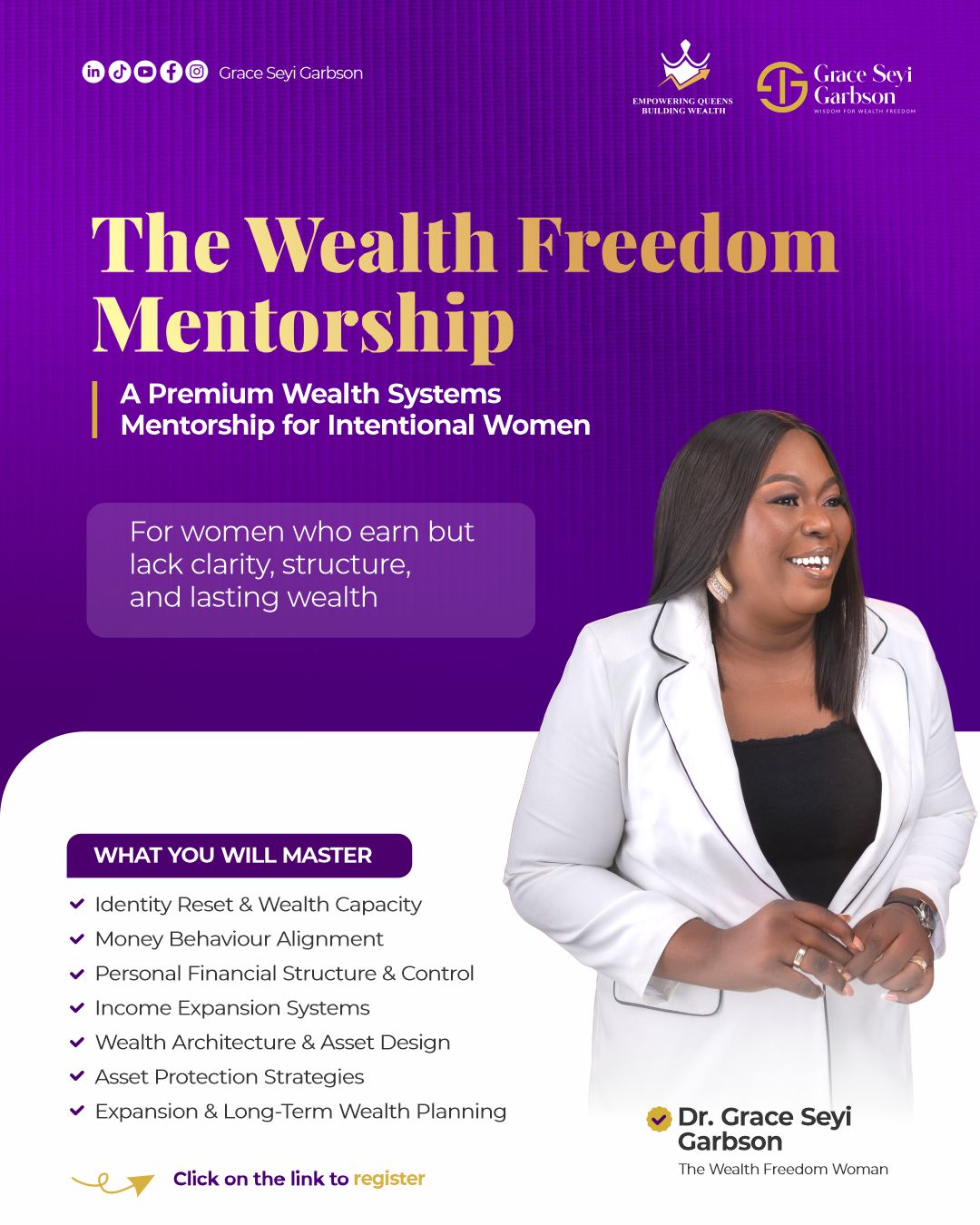 Subscribe THE WEALTH FREEDOM MENTORSHIP by Grace Garbson on Selar