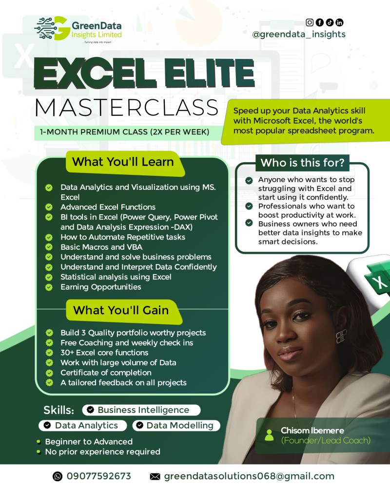 Buy EXCEL ELITE MASTERCLASS - BEGINNER TO ADVANCED 50% DISCOUNT by ...