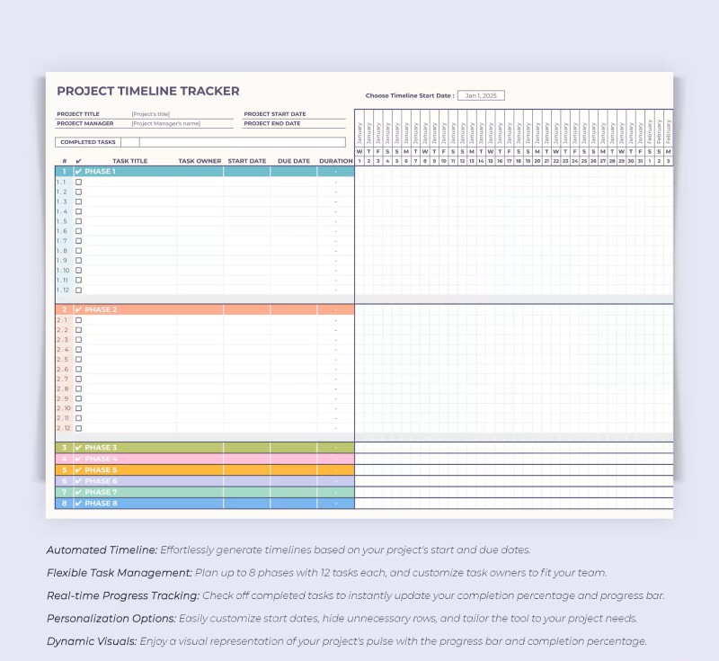 Buy Project Timeline Tracker by B3 on Selar