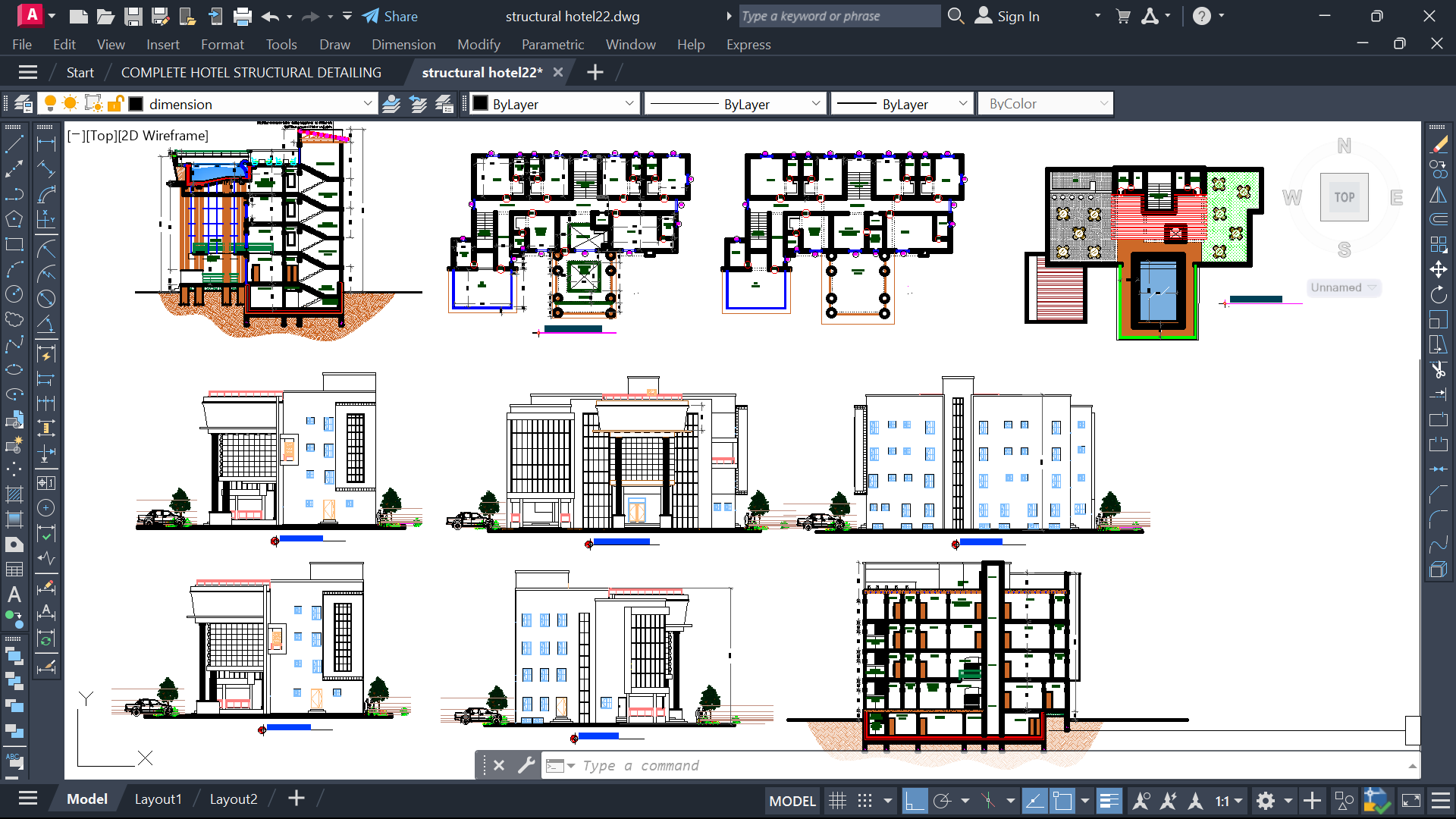 Buy Hotel Building Project - CAD File by Ekidel-Design on Selar