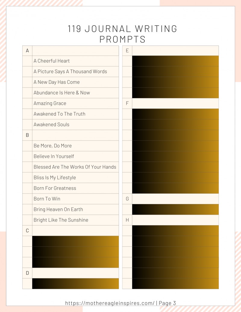 Buy List of 119 Journal Writing Prompts by Mother Eagle Inspires on Selar