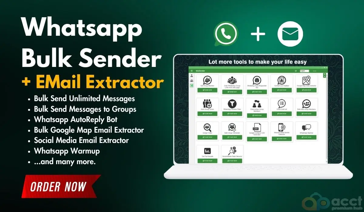 Buy WhatsApp Bulk Sender + Group Sender + Email Extractor + WhatsApp Auto Rely Bot by ...