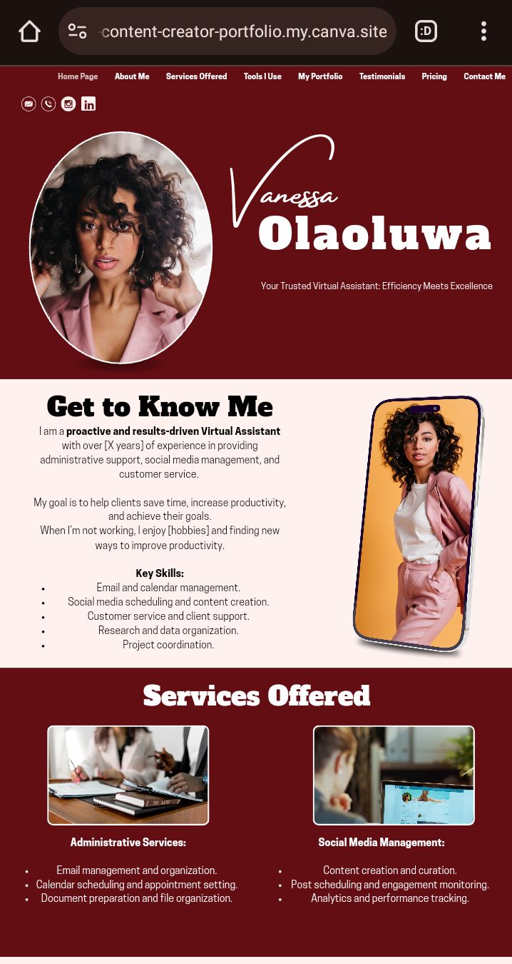 Buy VIRTUAL ASSISTANT PORTFOLIO WEBSITE by Oluwadarasimi OLUWAROTIMI on ...