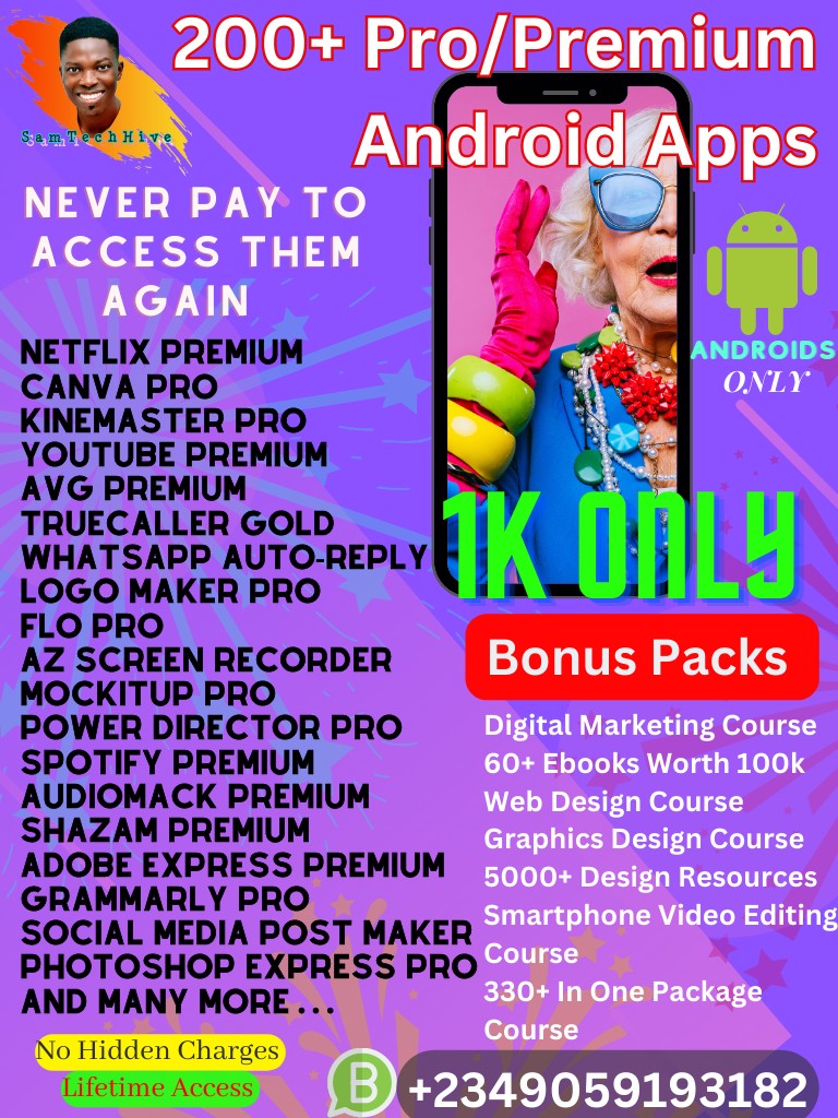 Buy 200+ Android Pro/Premium Apps by Samuel Agboola on Selar