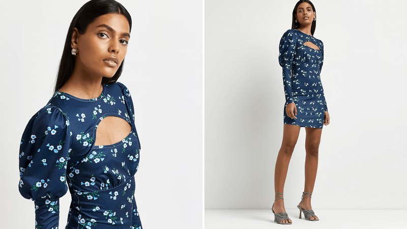 Buy NAVY FLORAL CUT OUT MINI DRESS (Size 12) by Style Imperial.ng on Selar