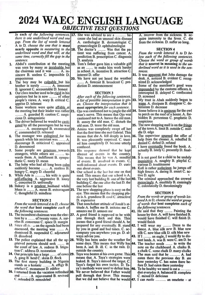 Buy Original English WAEC Past Questions and Answers (2010 - 2024) PDF ...